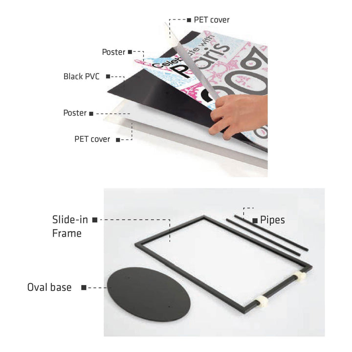 Oval Based Poster Stand Frame | Vista Systems | AdVision Signs ...